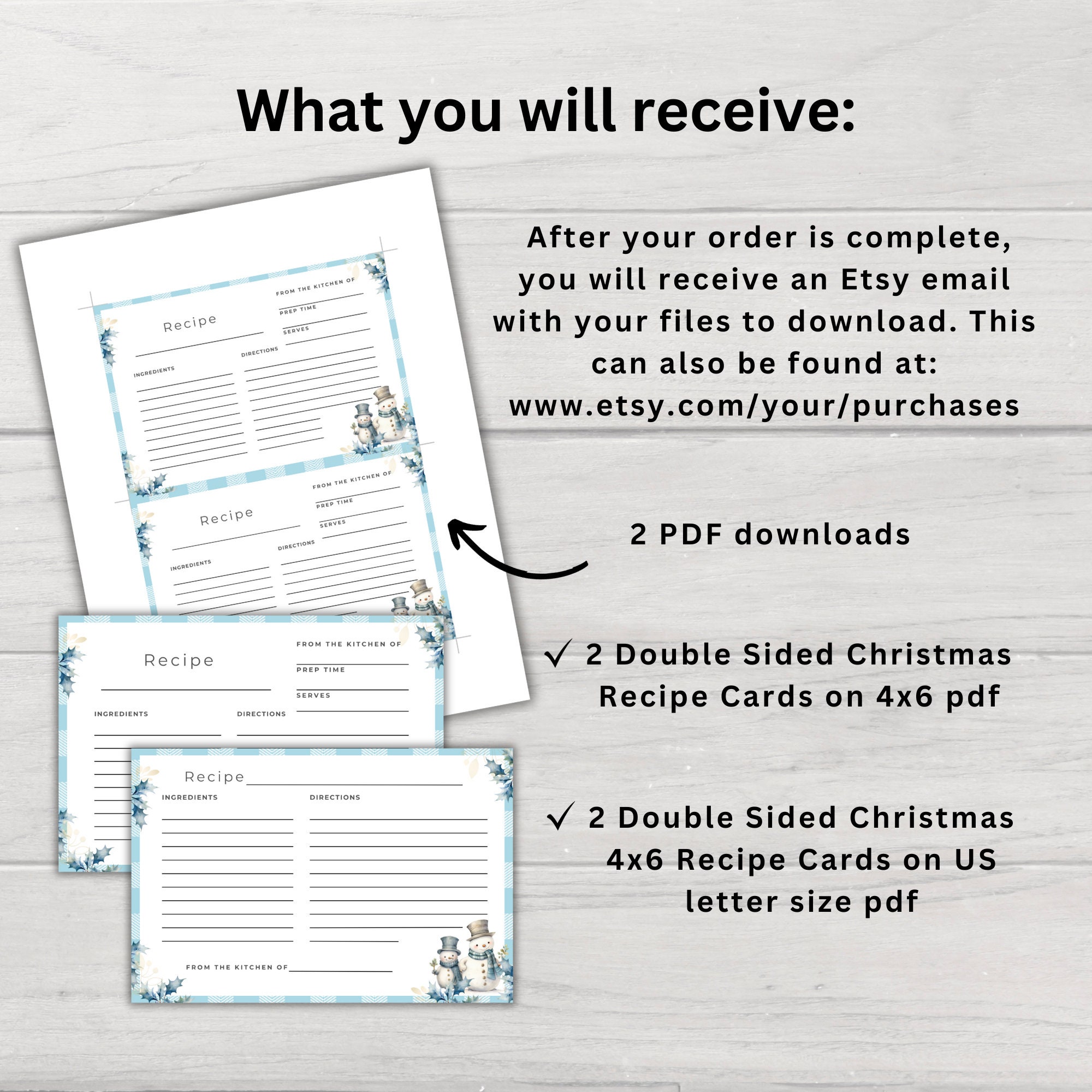 Christmas Recipe Cards Printable, Printable Holiday Recipe Cards ...