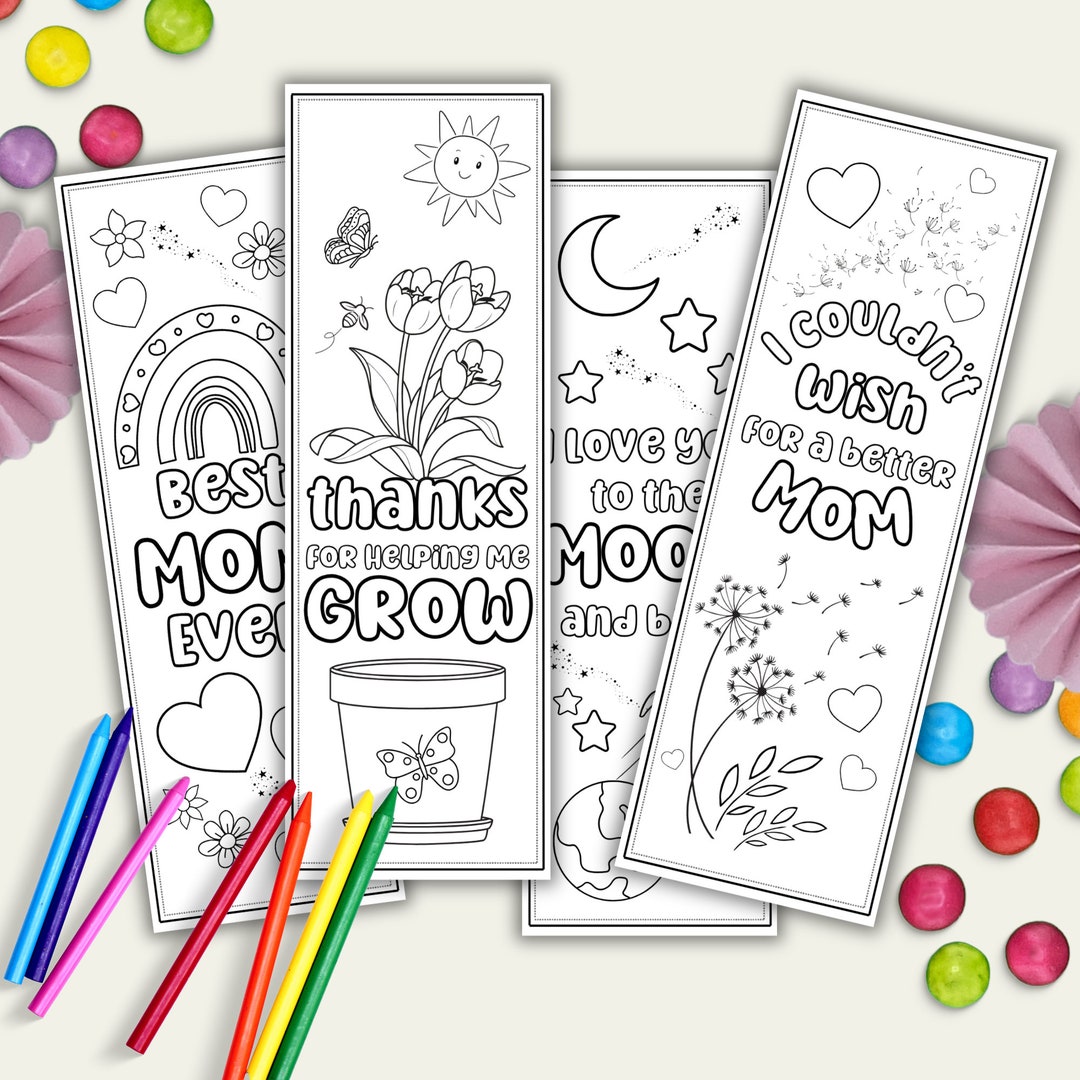 Happy Mothers Day Coloring Bookmarks, Heartfelt Gift for Mom, Moms ...