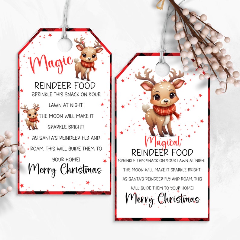 Magic Reindeer Food Tag Printable, Personalized Reindeer Food Template ...