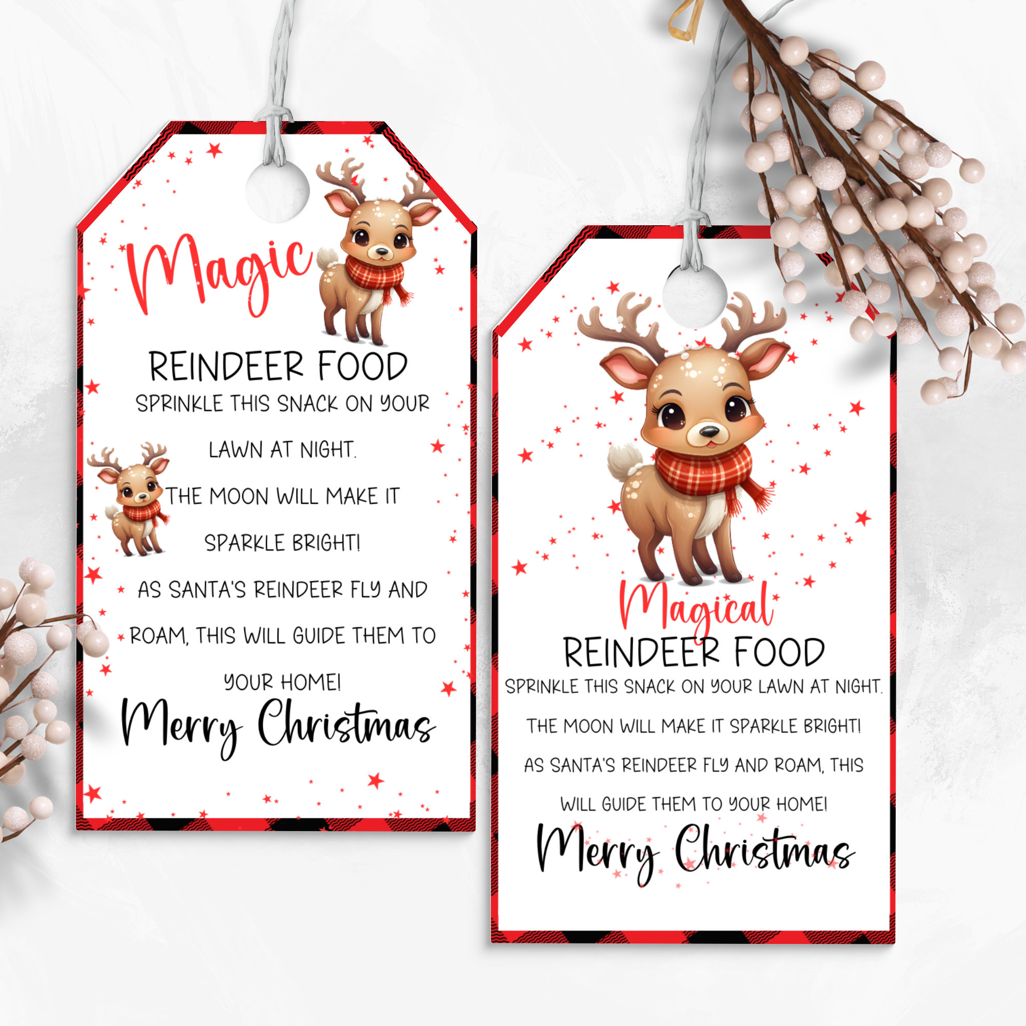 Magic Reindeer Food Tag Printable, Personalized Reindeer Food Template ...