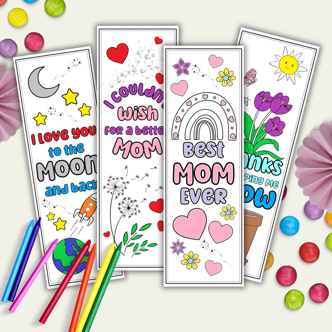 Happy Mothers Day Coloring Bookmarks, Heartfelt Gift for Mom, Moms ...