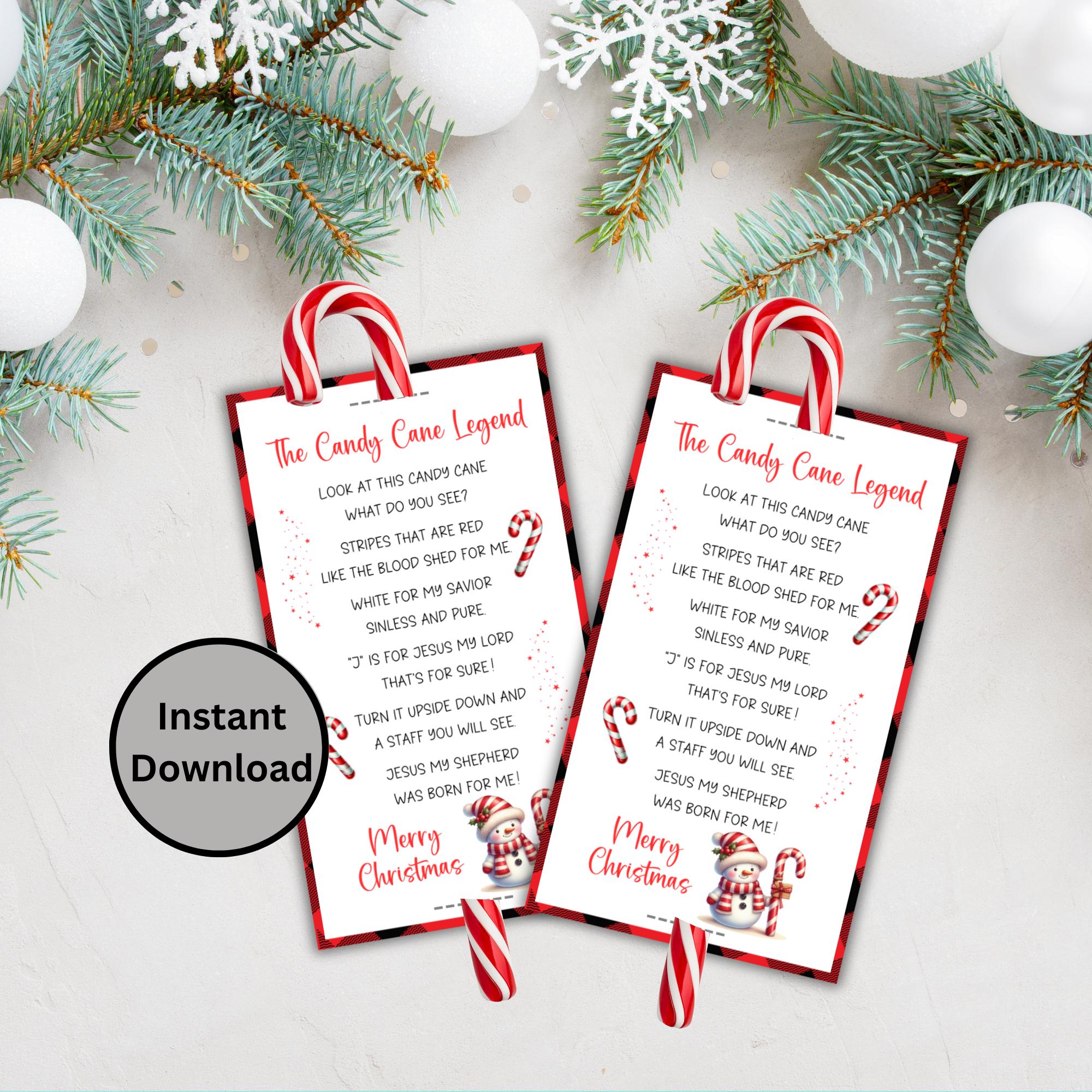 Legend of the Candy Cane Printable Poem Card, Candy Cane Legend Tag ...