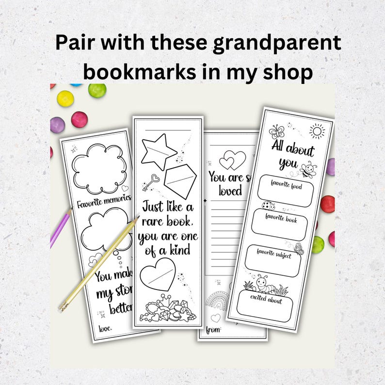 Grandparents Day Coloring Bookmarks for Kids, Grandparents Printable ...