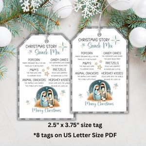 Christmas Story Tag Printable, Christmas Snack Mix Tag, Nativity Story ...