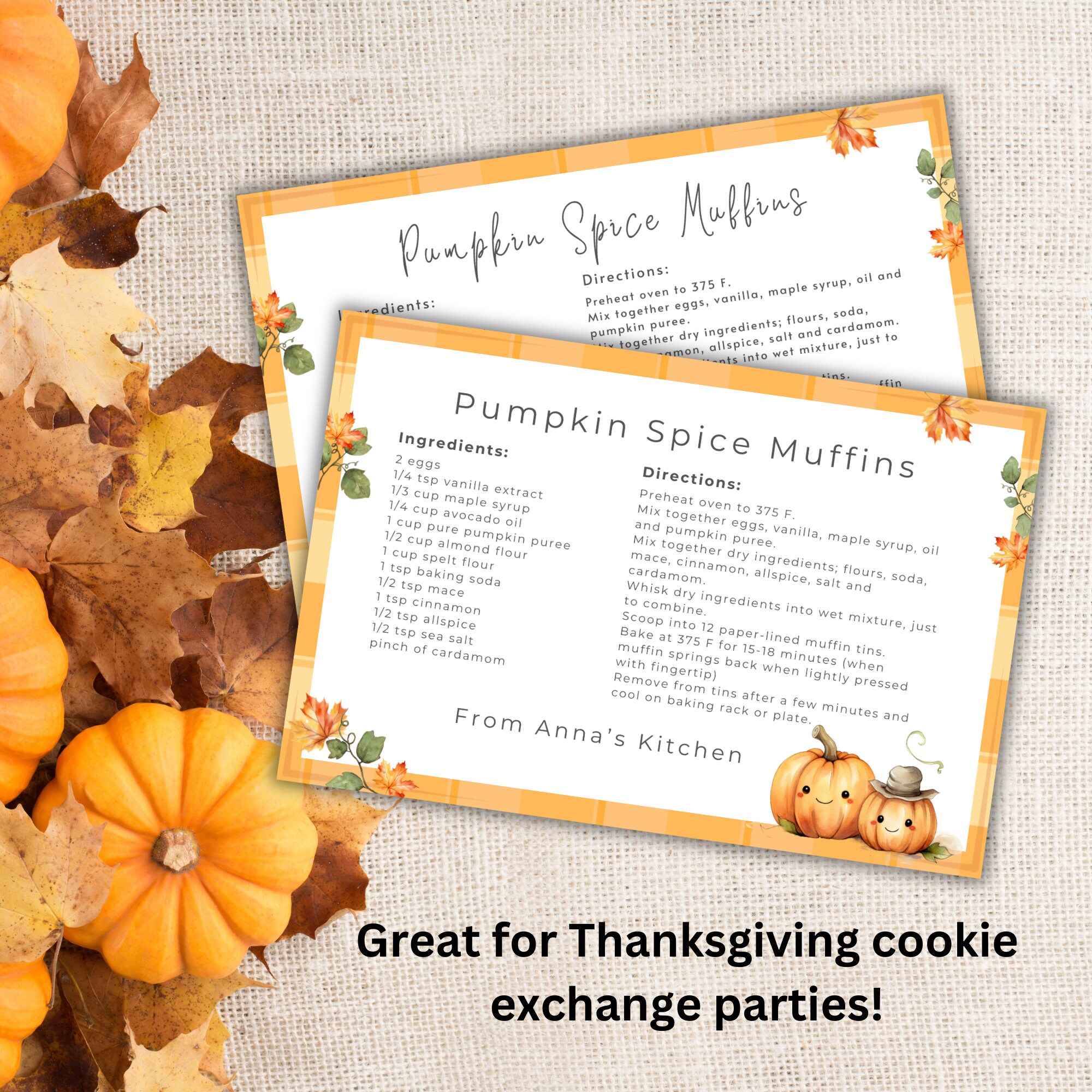 Fall Recipe Card Editable, Printable Fall Recipe Template, Pumpkin ...