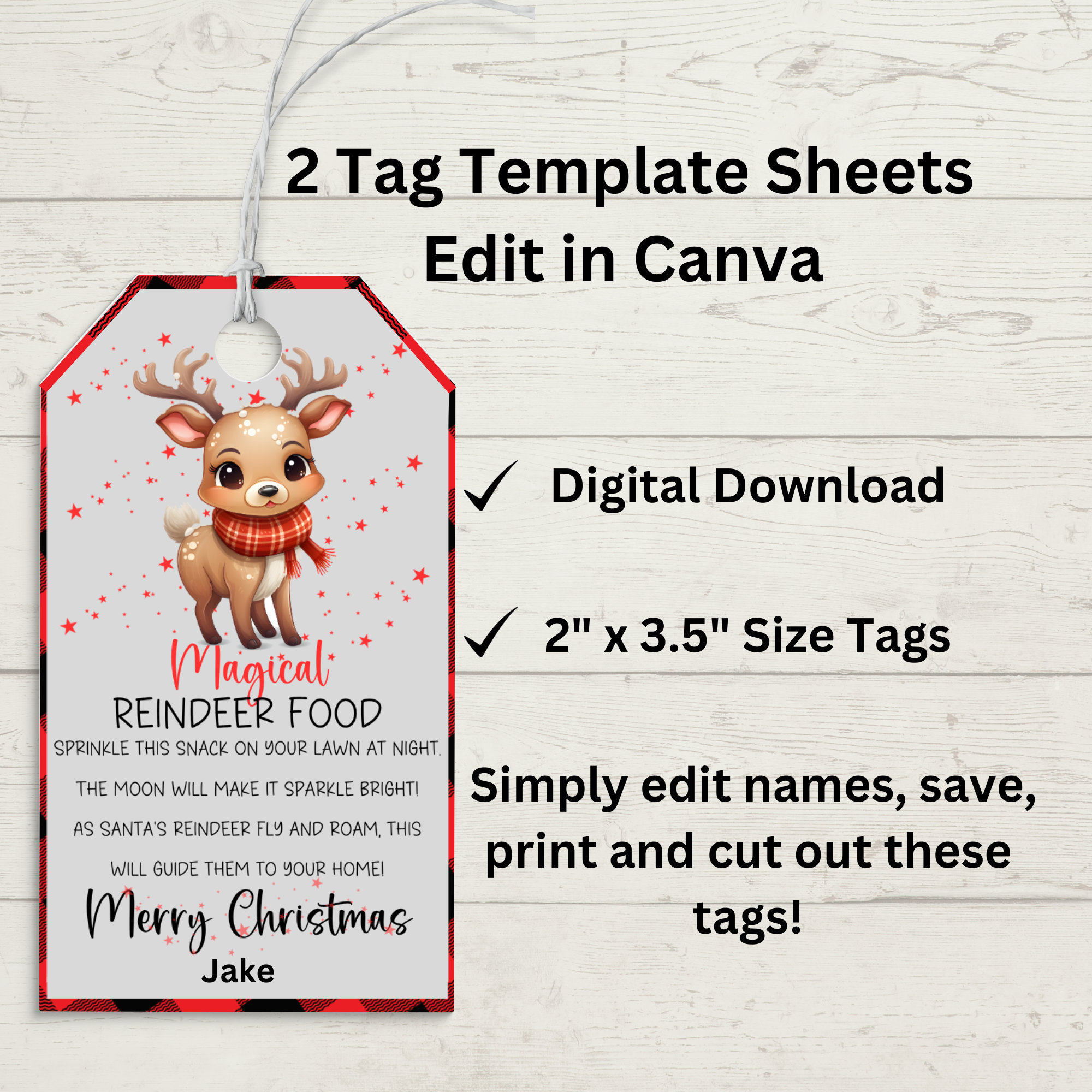 Magic Reindeer Food Tag Printable Personalized Reindeer Food Template ...