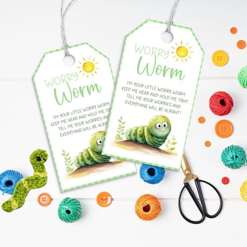 Worry Worm Gift Tags: Crochet Buddy Poem Cards (digital Download ...