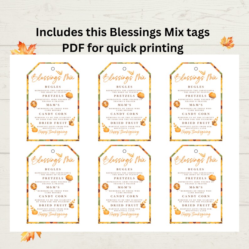 Blessing Mix Tag Editable, Thanksgiving Blessing Mix Poem, Fall ...