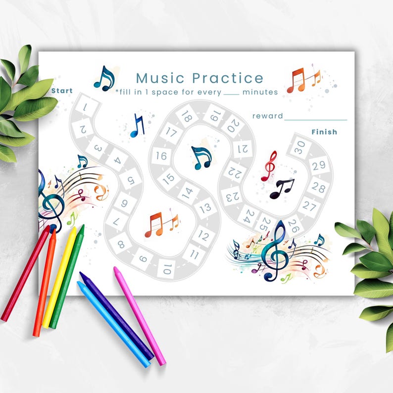 Music Practice Reward Chart Printable, Music Practice Tracker for Kids ...