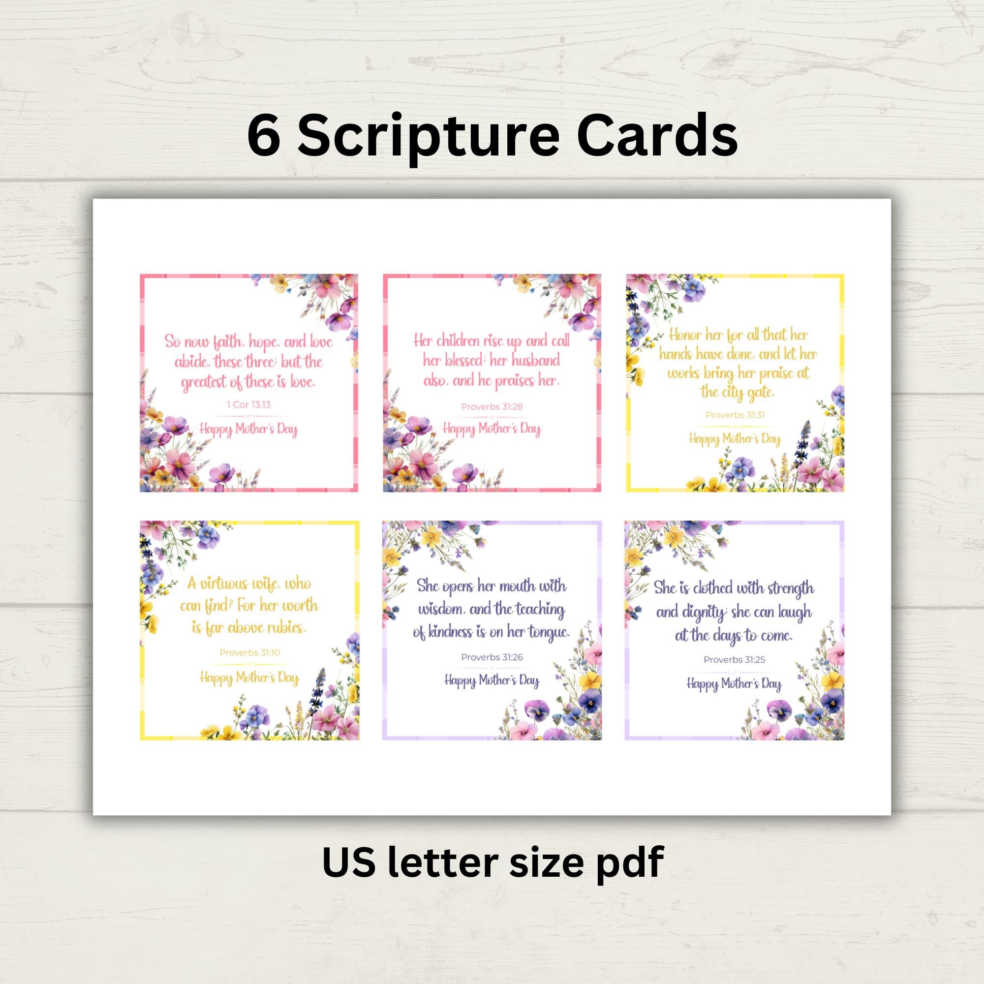 Mothers Day Bible Verse Card, Floral Mothers Day Scripture Card ...