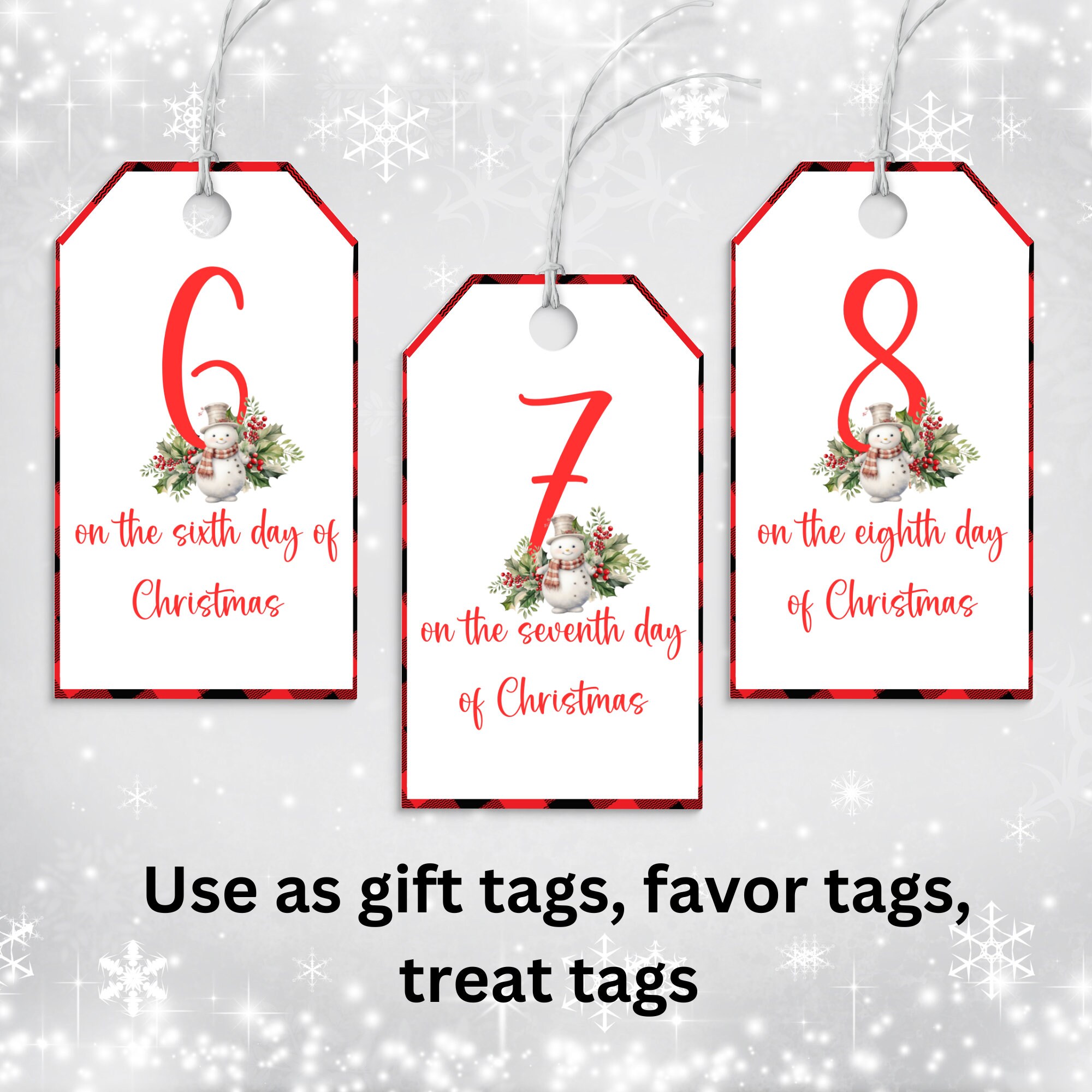 12 Days of Christmas Gift Tags Printable, 12 Days of Christmas ...