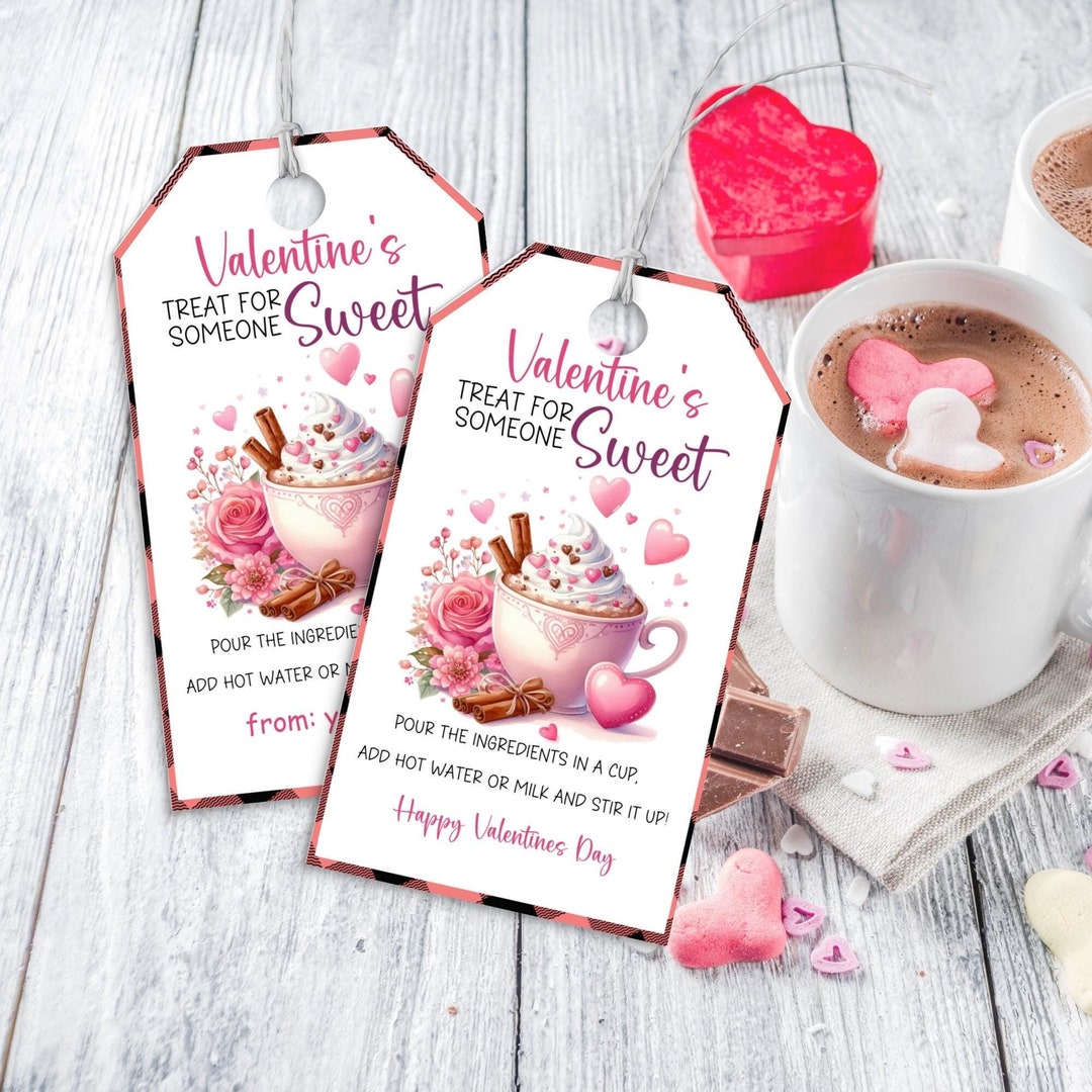 Valentines Hot Cocoa Printable Tag, Valentines Hot Chocolate Classroom ...