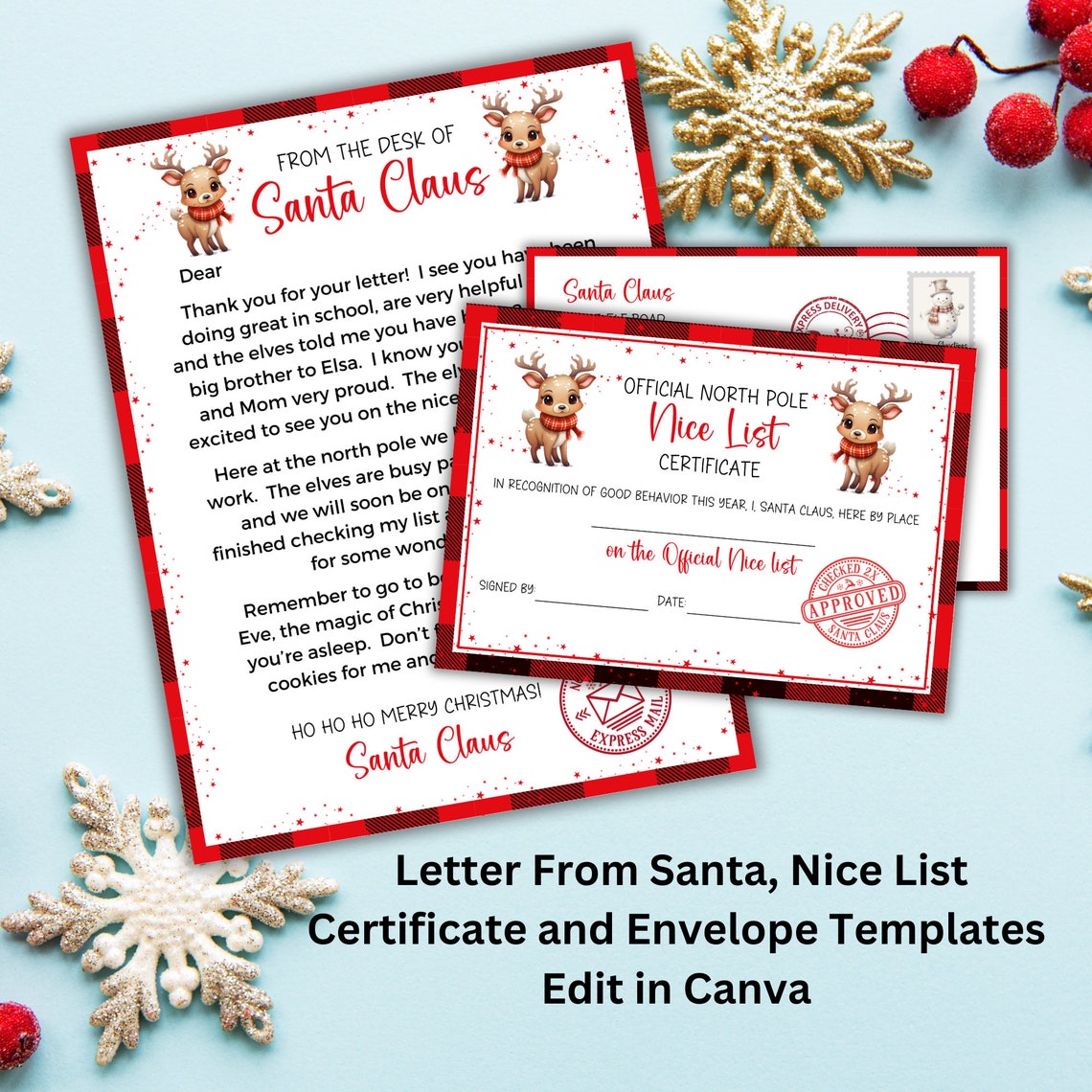 Editable Letter From Santa Printable, Santa's Nice Certificate and ...