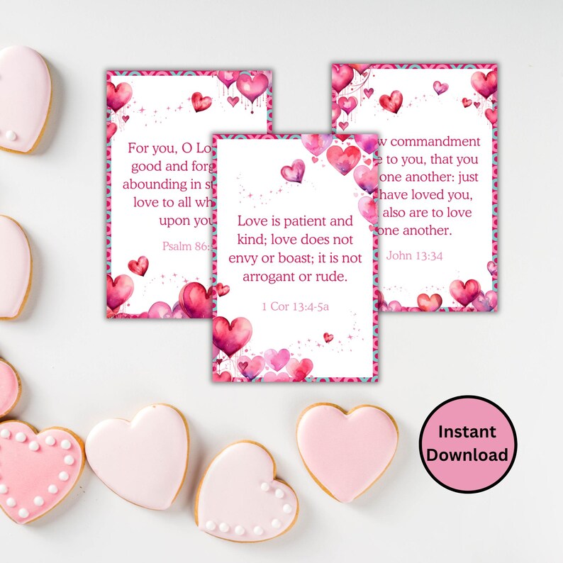 Christian Valentines Cards, Printable Scripture Cards, Mini Valentine ...