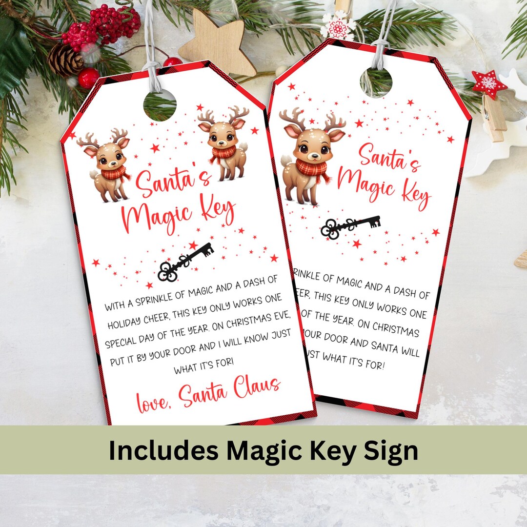 Santas Magic Key Tags, Santa Key Tags Printable, Magical Christmas Key ...