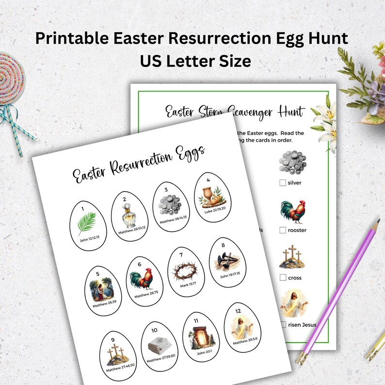 Easter Resurrection Printable Egg Hunt, Easter Scripture Egg Fillers ...