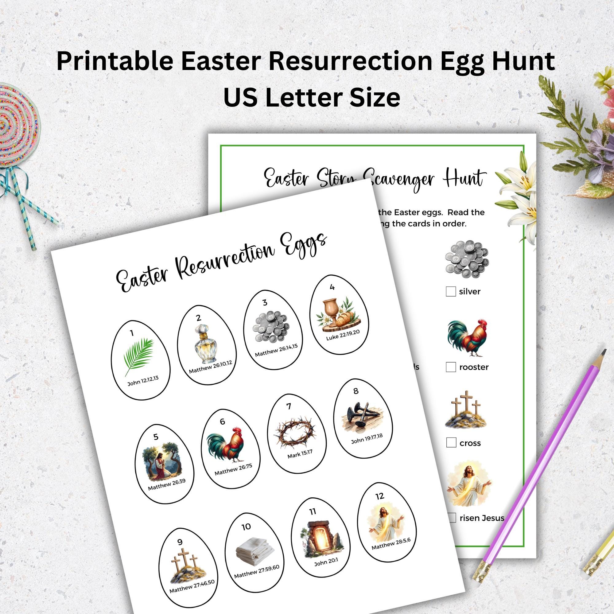 Easter Resurrection Printable Egg Hunt, Easter Scripture Egg Fillers ...