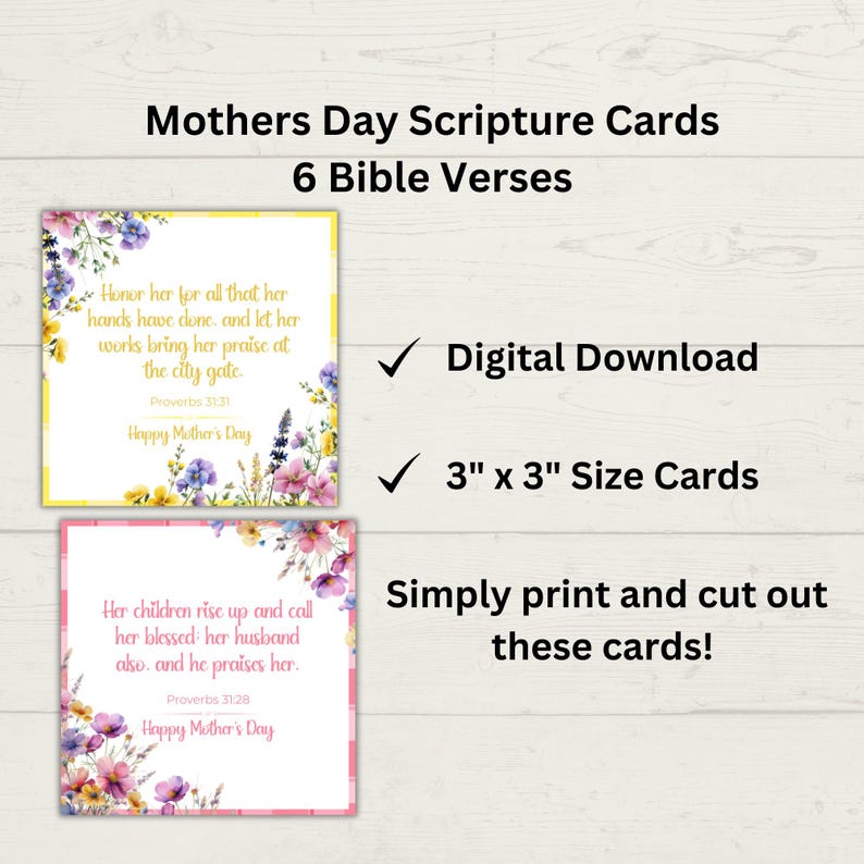 Mothers Day Bible Verse Card, Floral Mothers Day Scripture Card ...