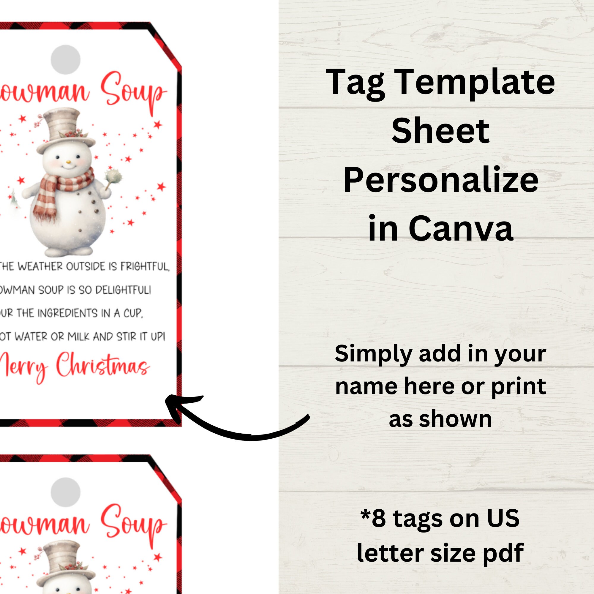 Snowman Soup Printable Gift Tag Personalized Snowman Soup Label Snowman ...