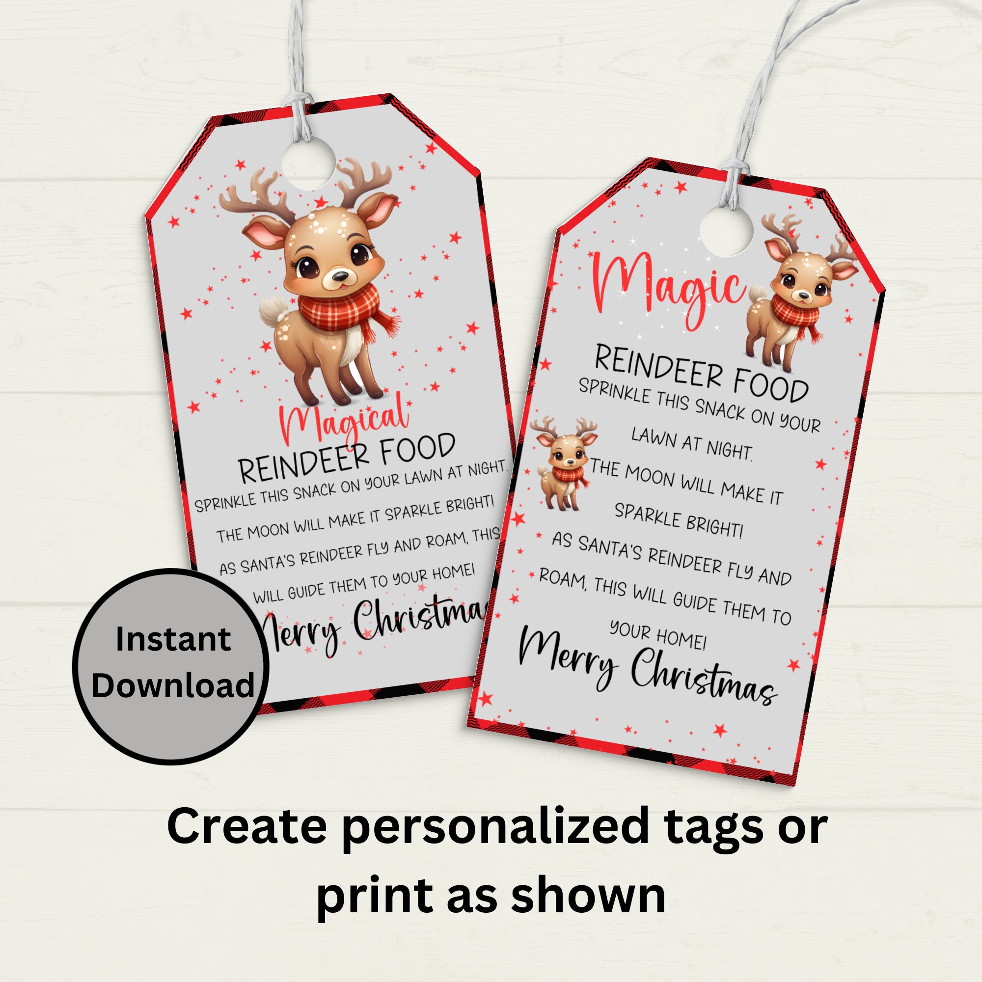 Magic Reindeer Food Tag Printable Personalized Reindeer Food Template ...