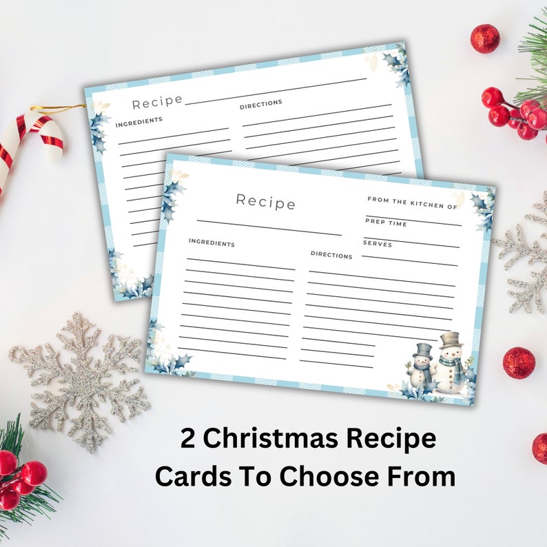 Christmas Recipe Cards Printable, Printable Holiday Recipe Cards ...
