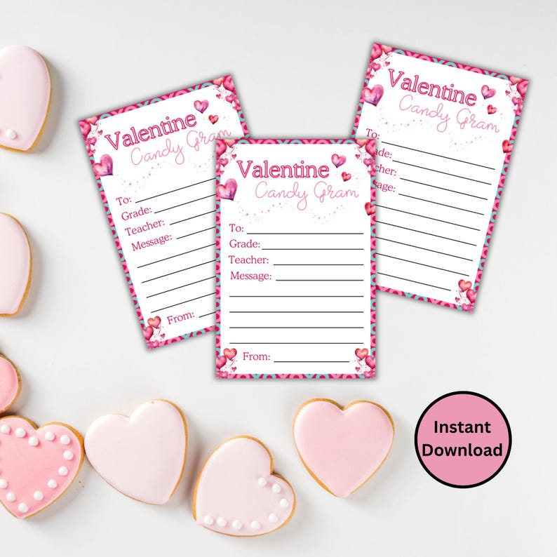 Valentines Candy Gram Cards, Candy Gram Flyer Template Printable ...