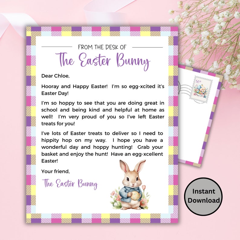 Easter Bunny Letter to Child Printable Easter Bunny Letter Template ...