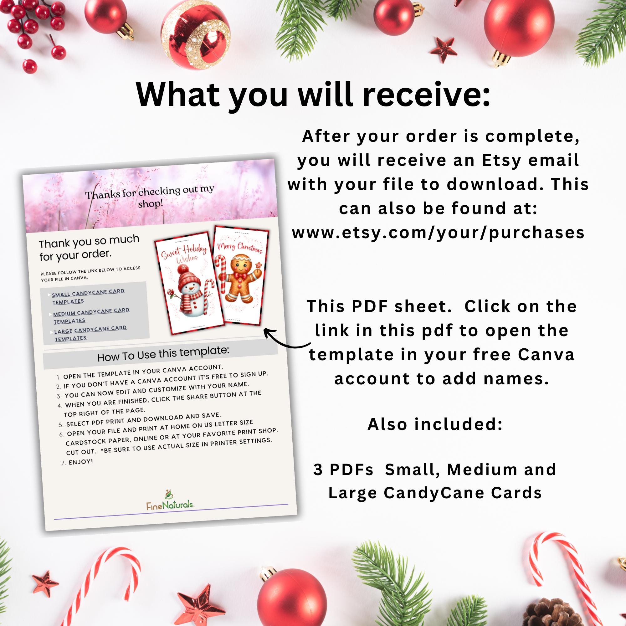 Candy Cane Card, Printable Candy Cane Tag for Kids, Christmas Candy ...