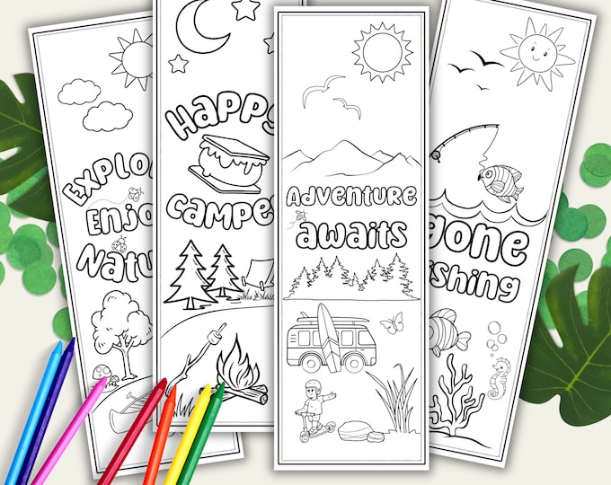 Camping Bookmarks Printable Coloring Bookmarks for Kids Printable ...