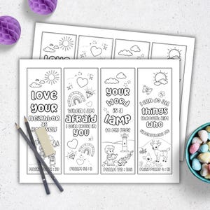 Bible Verse Coloring Bookmarks for Christian Kids, Bible Memory Verse ...