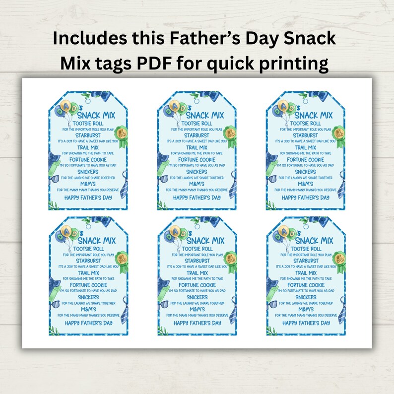 Fathers Day Snack Mix Gift Tag Printable, Fathers Day DIY Gift From ...