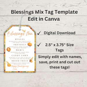 Blessing Mix Tag Editable, Thanksgiving Blessing Mix Poem, Fall ...
