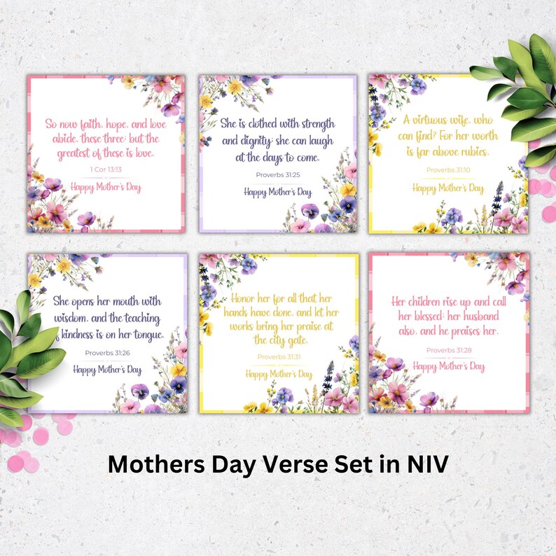 Mothers Day Bible Verse Card, Floral Mothers Day Scripture Card ...
