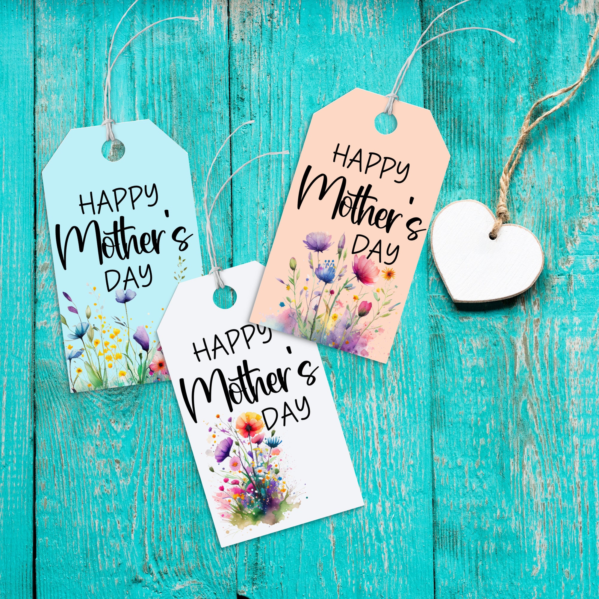Printable Mothers Day Flower Gift Tags, Happy Mothers Day Gift Tag ...