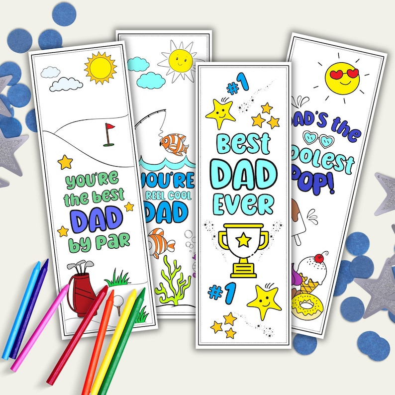 Fathers Day Coloring Bookmarks, Printable Fathers Day Activity ...