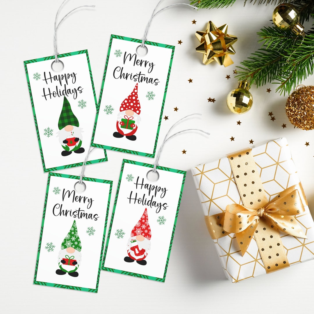 Christmas Gift Tag Gnome, Gnome Christmas Gift Tag for Kid, Printable ...