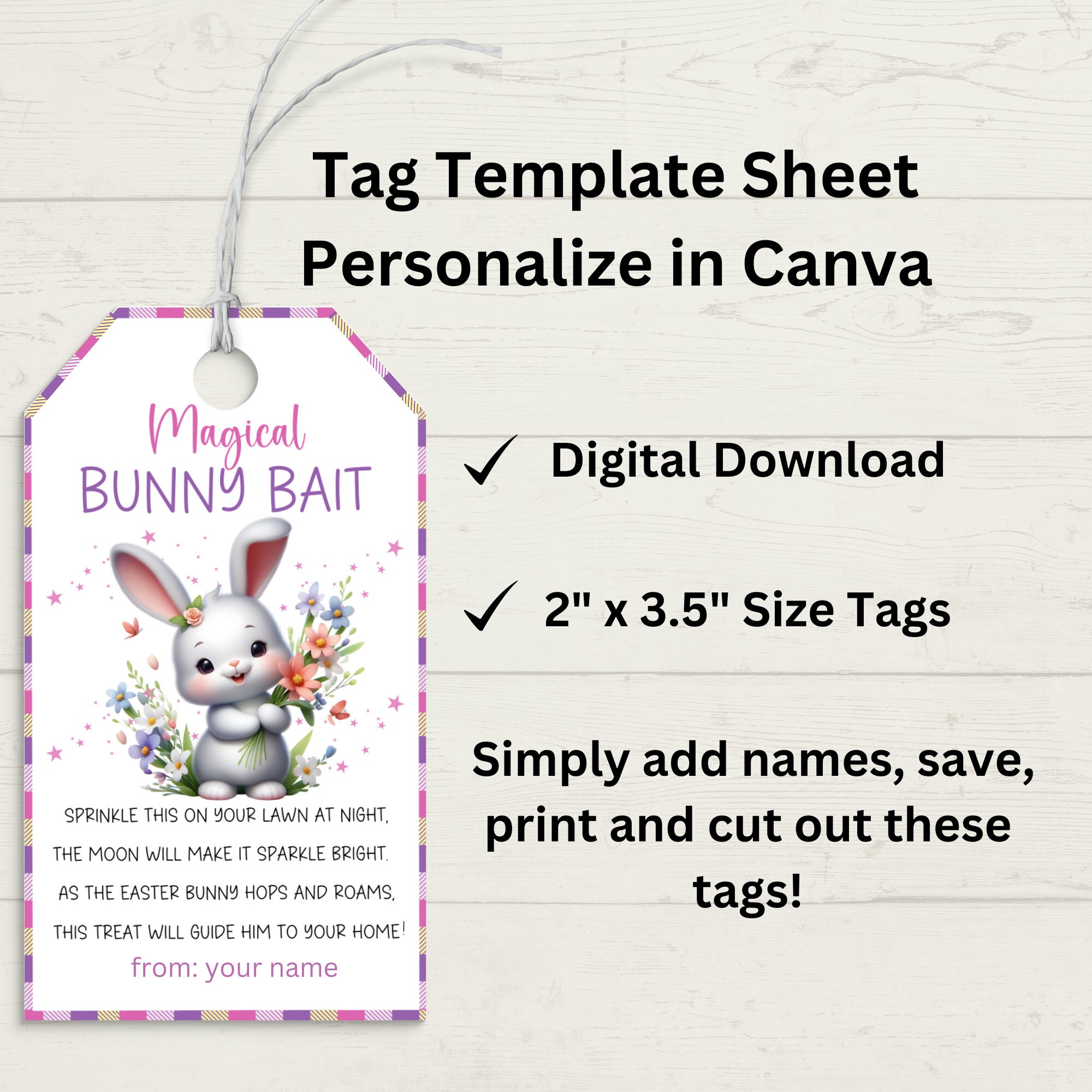 Bunny Bait Tag Printable, Easter Bunny Bait Food Label, DIY Easter ...