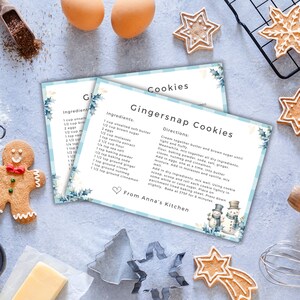 Printable Holiday Recipe Template, Christmas Cookie Recipe Card ...