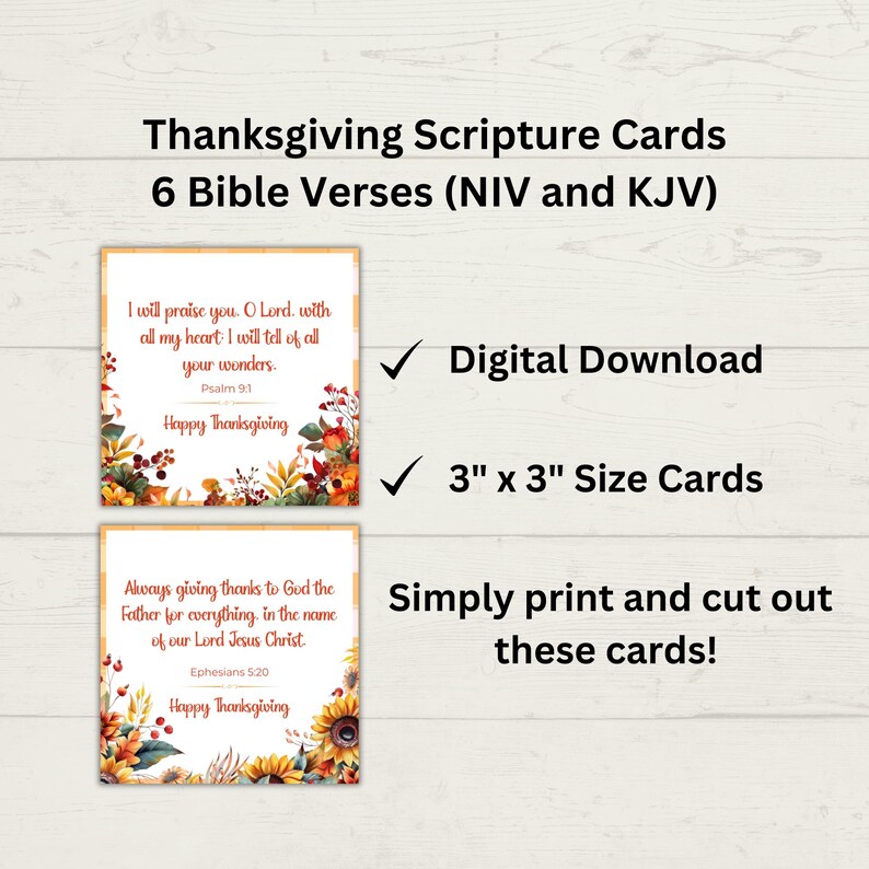Christian Thanksgiving Bible Verse Cards, Fall Scripture Card ...