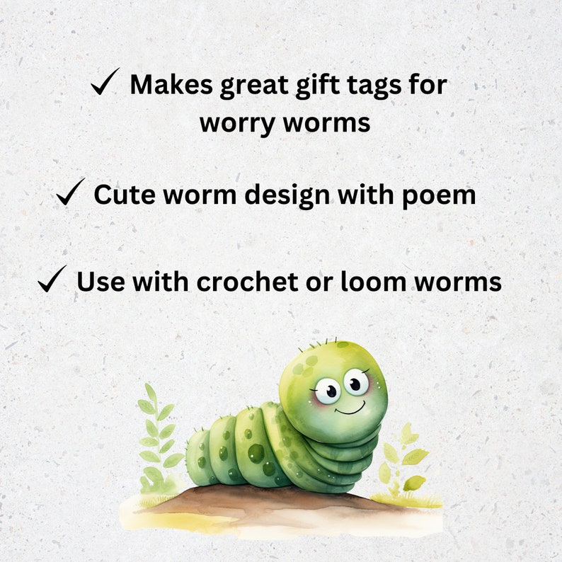 Worry Worm Gift Tag, Worry Worm Printable Card, Worry Worm Poem for ...