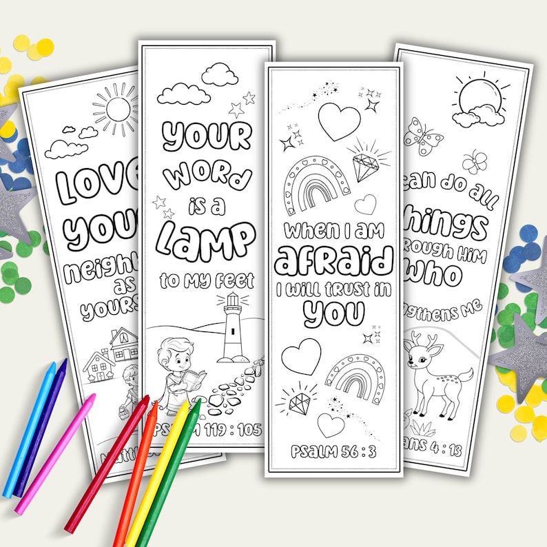 Bible Verse Coloring Bookmarks for Christian Kids, Bible Memory Verse ...