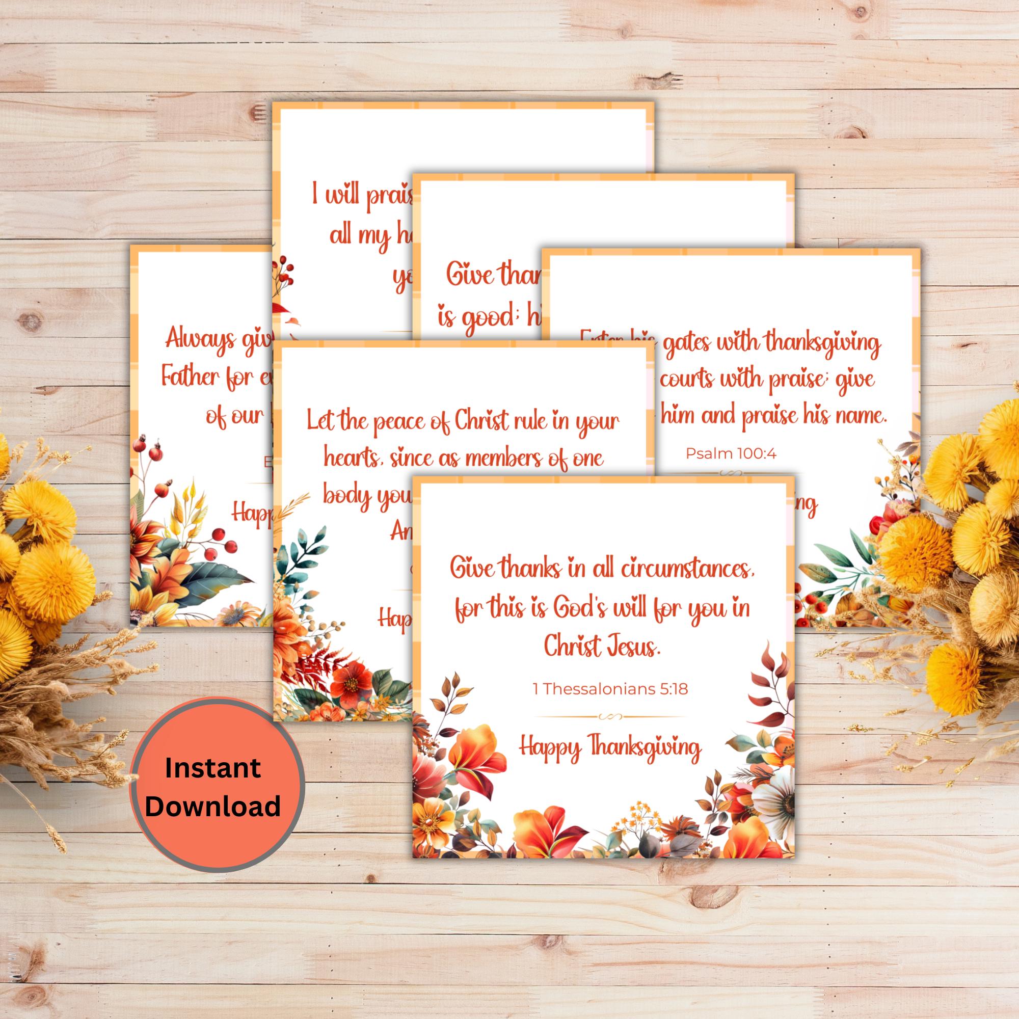 Christian Thanksgiving Bible Verse Cards, Fall Scripture Card ...