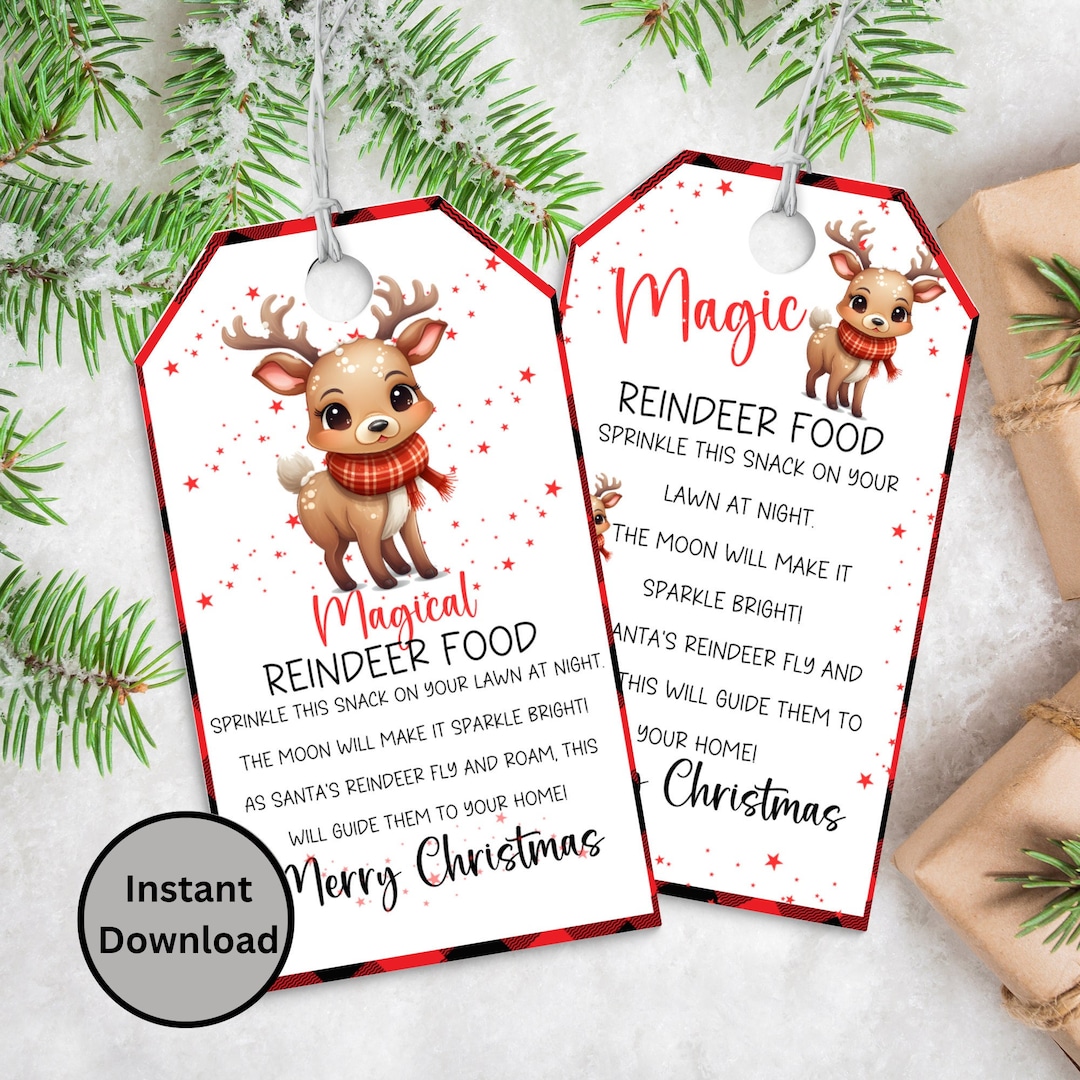 Magic Reindeer Food Tag Printable, Personalized Reindeer Food Template ...