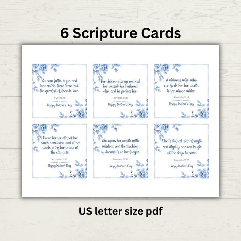 Mothers Day Bible Verse Card, Floral Mothers Day Scripture Card ...