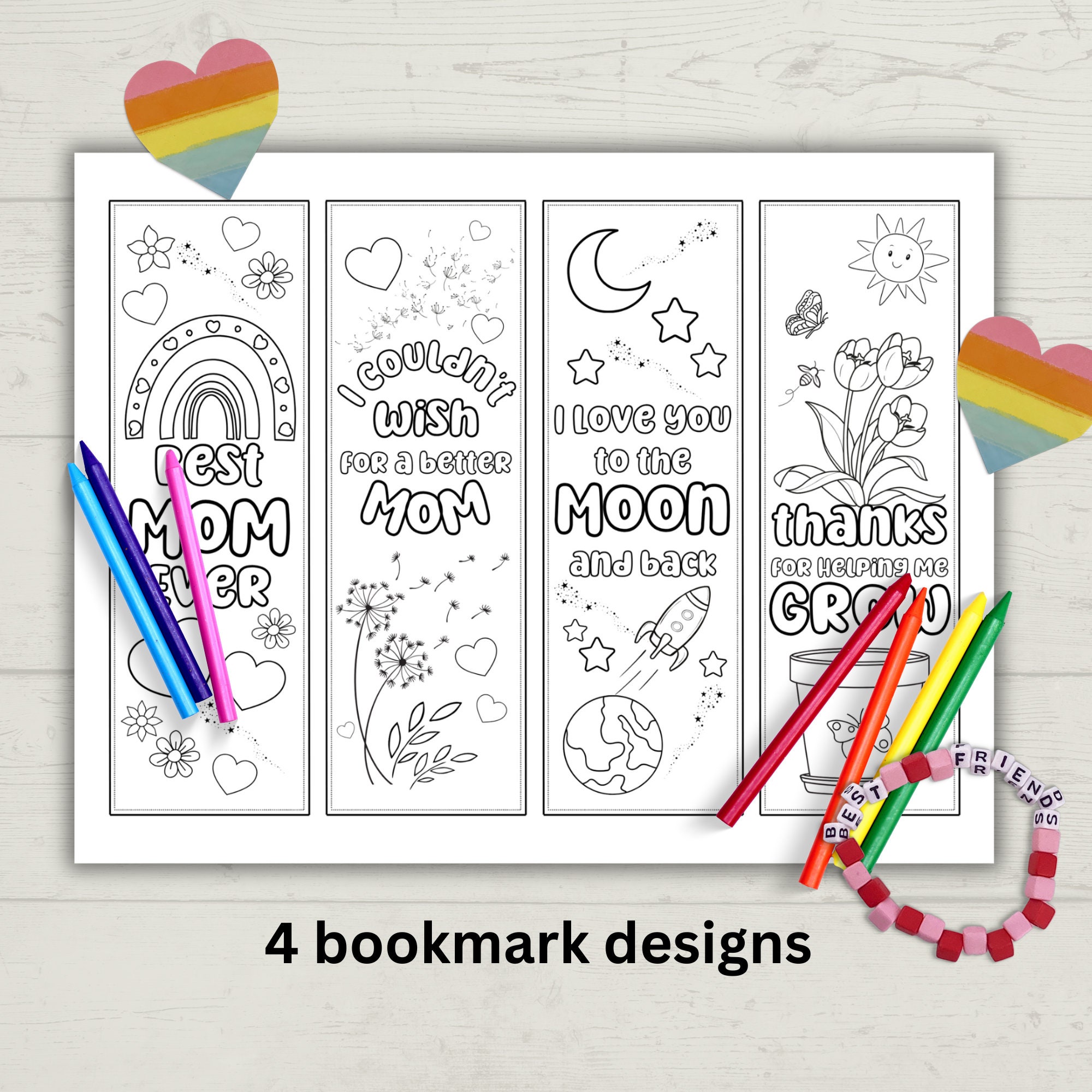 Happy Mothers Day Coloring Bookmarks, Heartfelt Gift for Mom, Moms ...