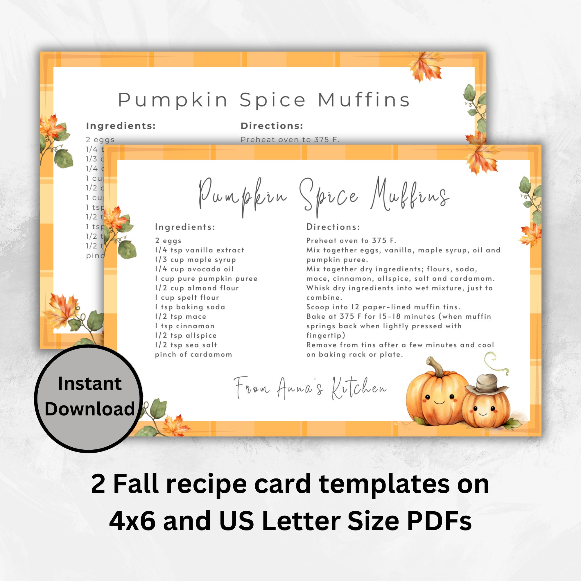 Fall Recipe Card Editable, Printable Fall Recipe Template, Pumpkin ...