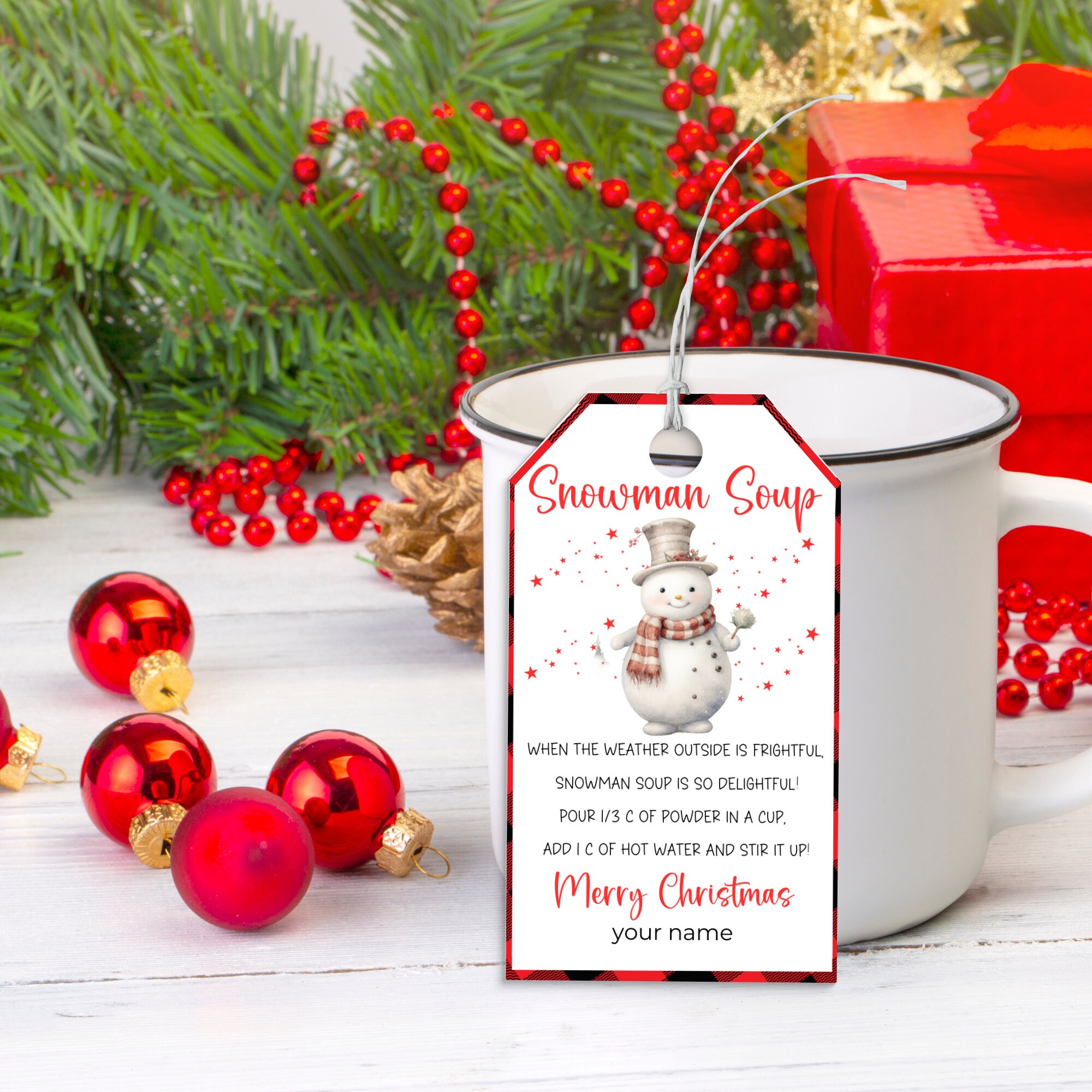 Snowman Soup Printable Gift Tag Personalized Snowman Soup Label Snowman ...