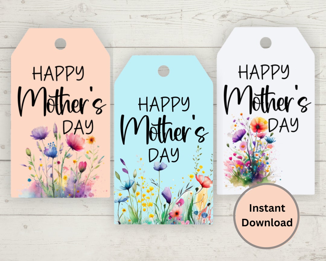 Printable Mother's Day Flower Gift Tags Floral Mothers - Etsy