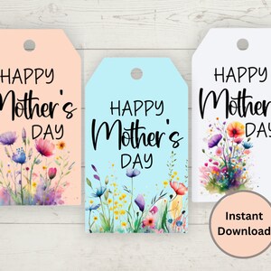 Printable Mother's Day Flower Gift Tags Floral Mothers - Etsy