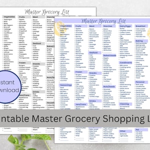 Master Grocery List Printable Grocery Checklist Food - Etsy